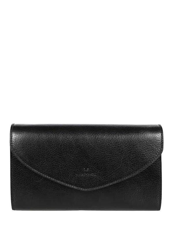 Il Bisonte Buttoned-flap Leather Clutch - Black