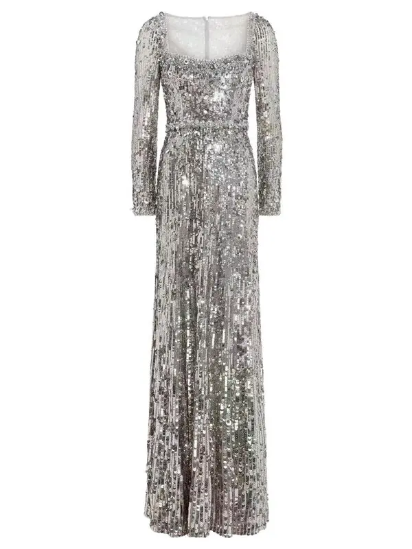 Jenny Packham Sequin-embellished Maxi Dress - Silver