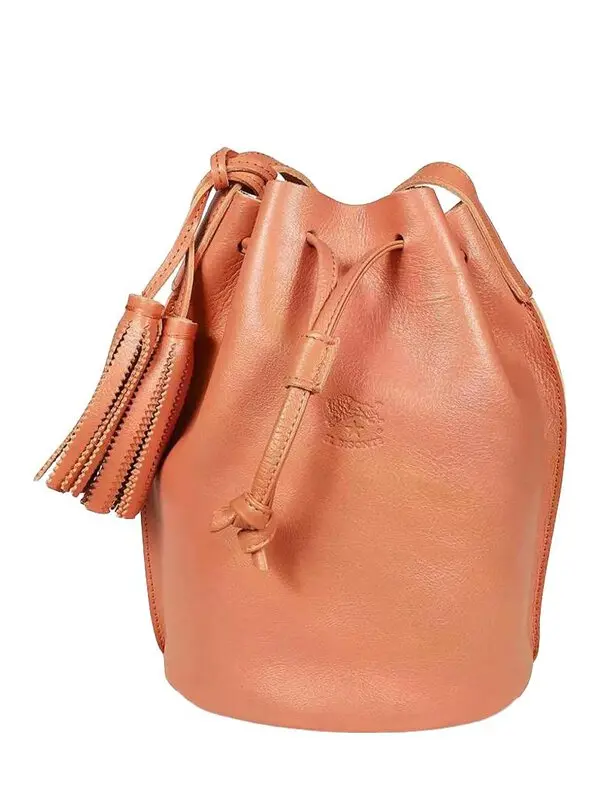 Il Bisonte Silvia Tassel Drawstring Bucket Bag - Pink