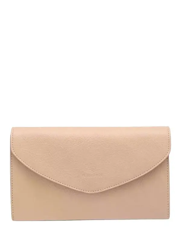 Il Bisonte Foldover Leather Clutch - Neutrals