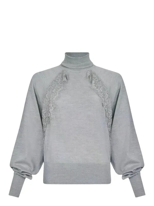 Liu Jo Lace-panel Puff-sleeve Sweater - Grey