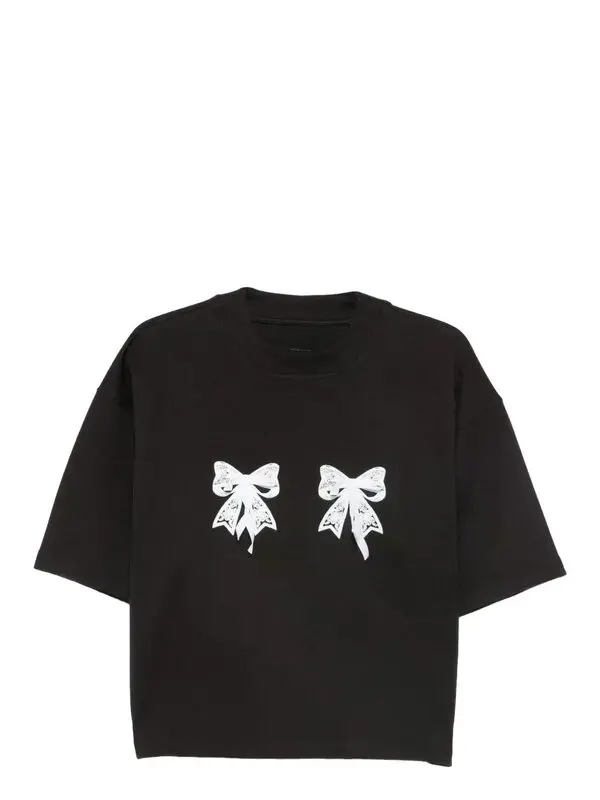 HAMZA Luna Lace-bow T-shirt - Black