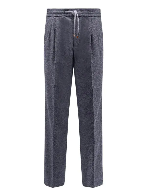 Brunello Cucinelli Virgin Wool Trousers With Drawstring - Grey