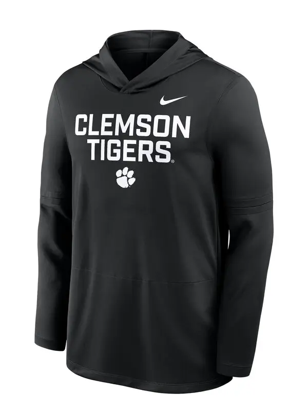 Nike Clemson Sideline Dri-fit College Long-sleeve Hooded Top - Black