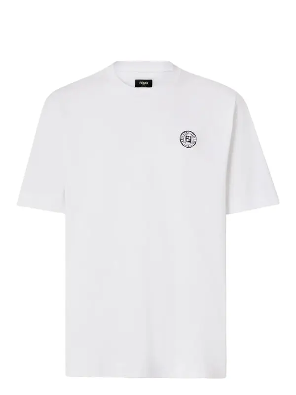 Fendi Cotton Tshirt With Ff Embroidery - White