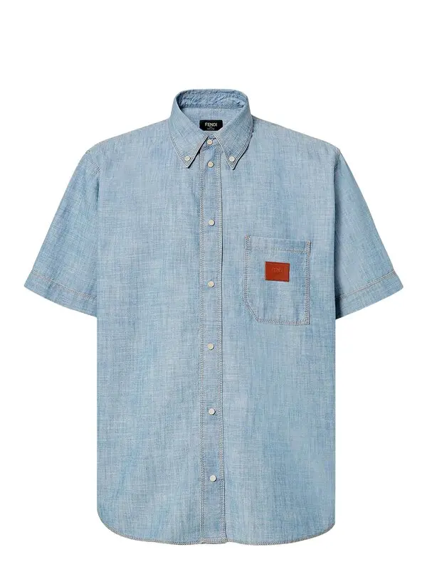 Fendi Cotton Shirt With Denim Effect - Blue