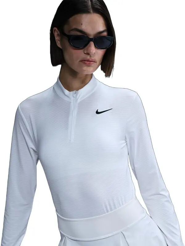 Nike Victory Dri-fit Uv Protection Quarter-zip Golf Top - White