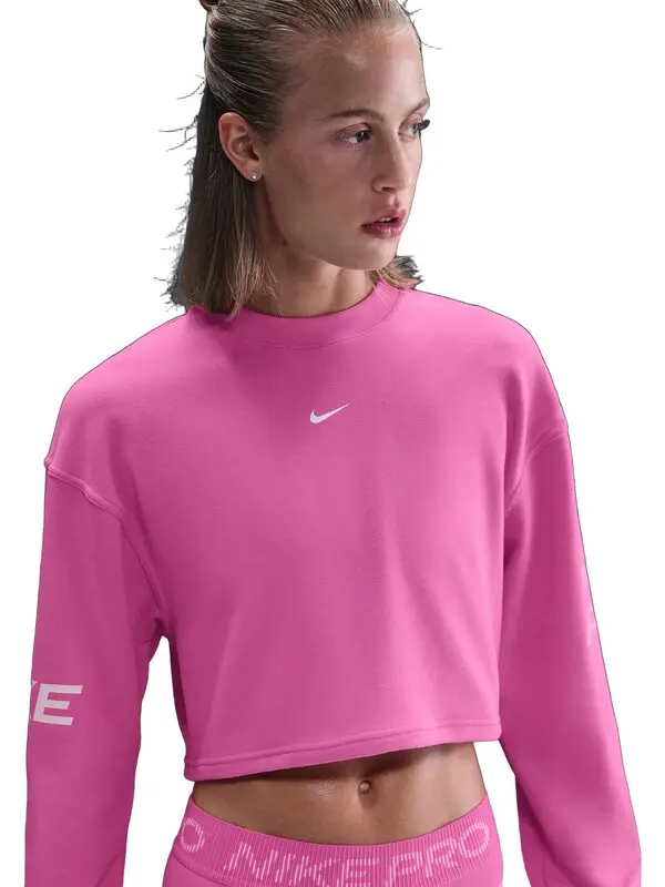 Nike Pro Dri-fit Loose Crew-neck French Terry Sweatshirt - Pink