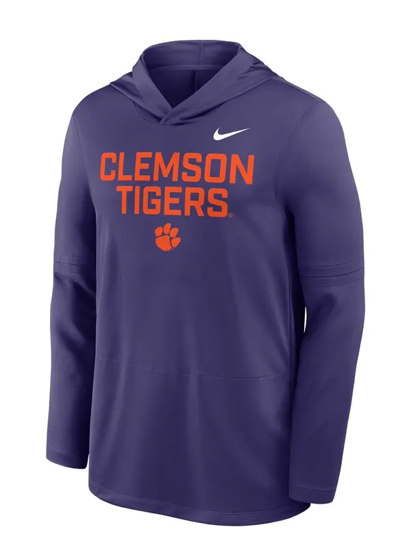 Nike Clemson Sideline Dri-fit College Long-sleeve Hooded Top - Purple