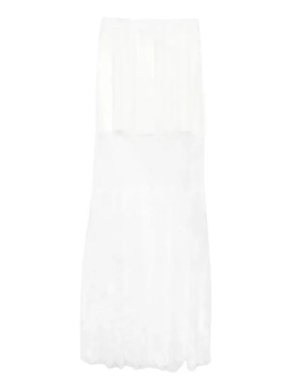HAMZA Lace-panelled Maxi Straight Skirt - White