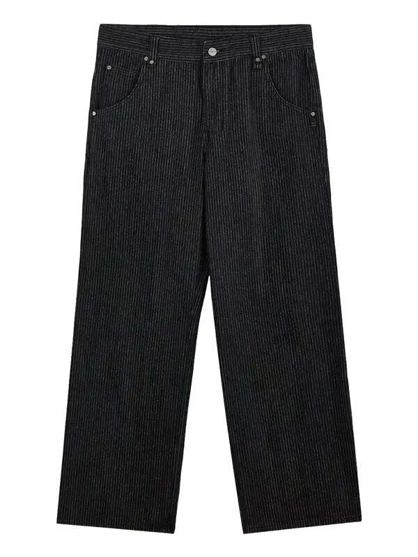 PROTÉMOA Pinstripe Wide-leg Jeans - Black