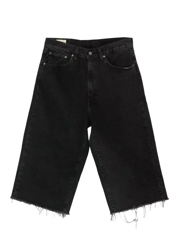 LEVI'S 478™ Baggy Capri Frayed-hem Denim Shorts - Black