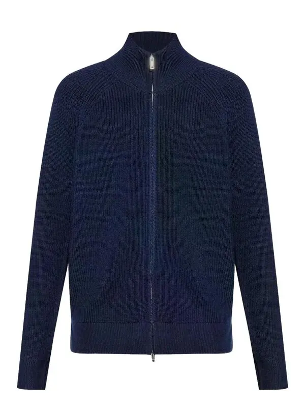 MARANT Ribbed Zip-up Cardigan - Blue