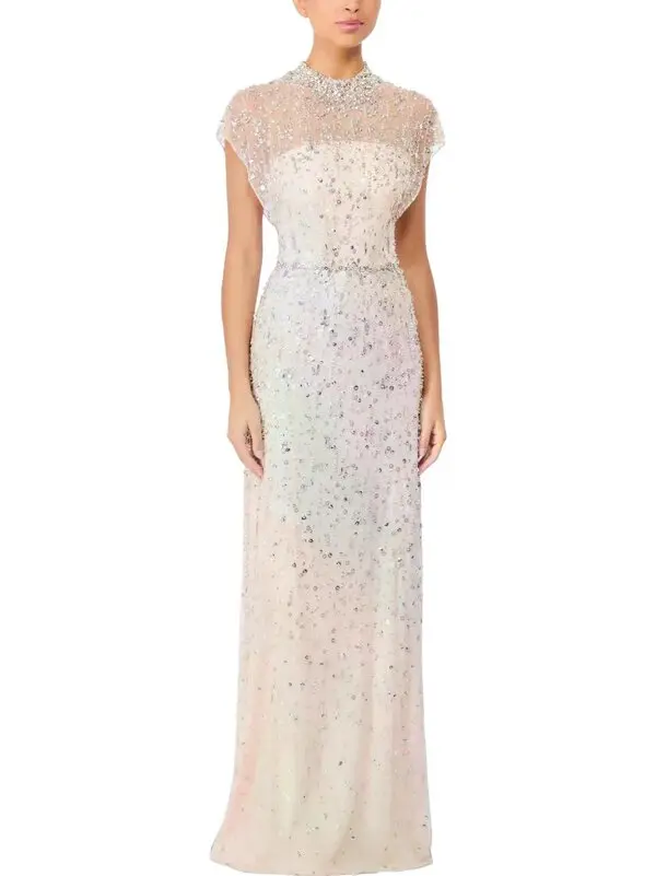 Jenny Packham Crystal-embellished Maxi Dress - Neutrals