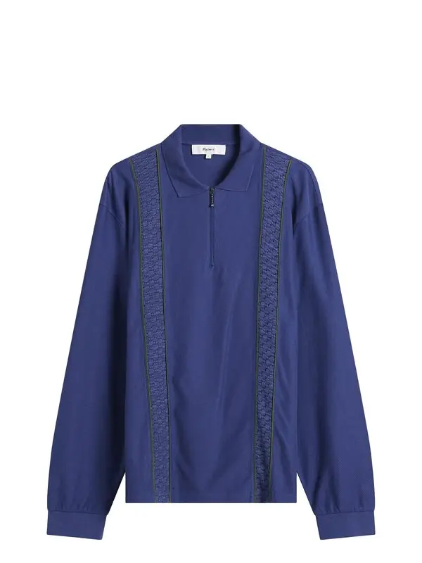 PALMES Lace Long Sleeve Zip Polo - Blue