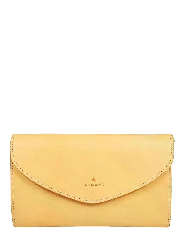 Il Bisonte Buttoned-flap Leather Clutch - Yellow