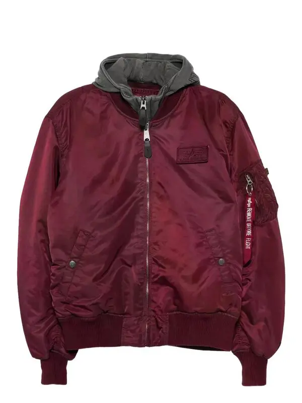 Alpha Industries Logo-appliqué Hooded Bomber Jacket - Red