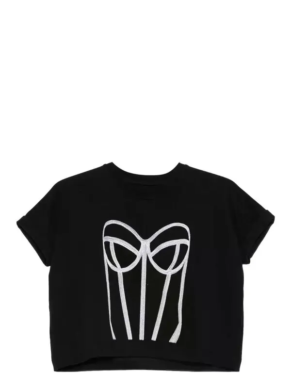 HAMZA Embroidered Corset T-shirt - Black