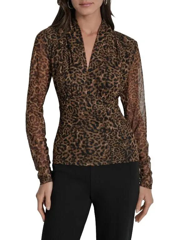 Dkny Long-sleeve Mesh Shirt - Compact Cheetah