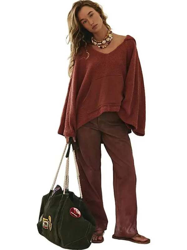 Free People Simone Terry Hoodie - Rodeo Red