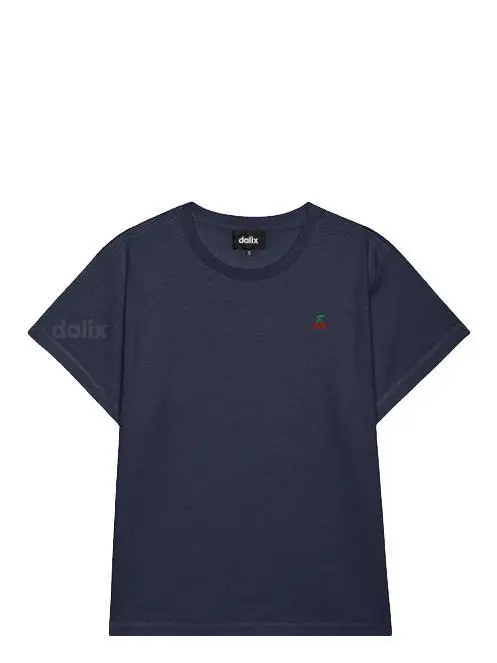 DALIX Lil Cherry Lightweight High Waisted Tee - Navy
