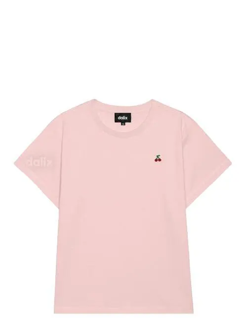 DALIX Lil Cherry Lightweight High Waisted Tee - Rose