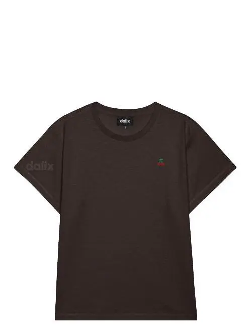 DALIX Lil Cherry Lightweight High Waisted Tee - Vin Black