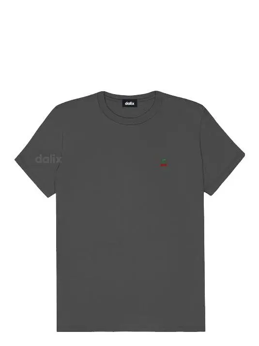DALIX Jersey Tee With Embroidered Cherry - Asphalt