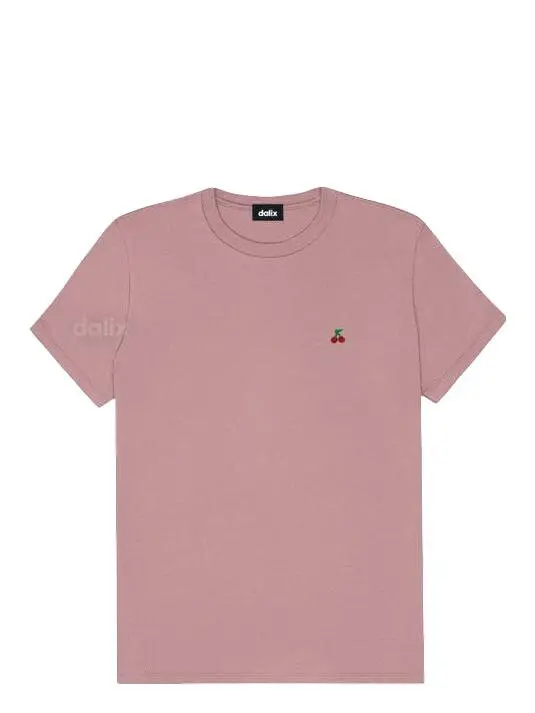 DALIX Jersey Tee With Embroidered Cherry - Orchid Purple