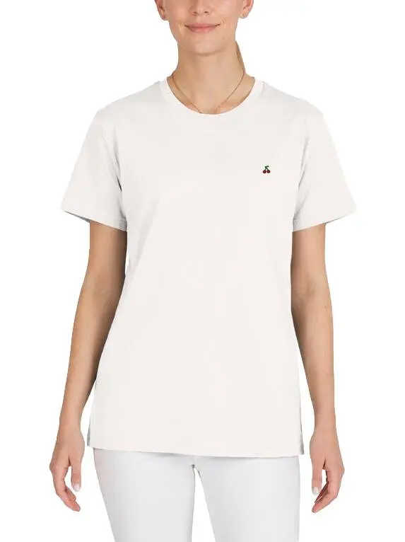 DALIX Jersey Tee With Embroidered Cherry - Vintage White