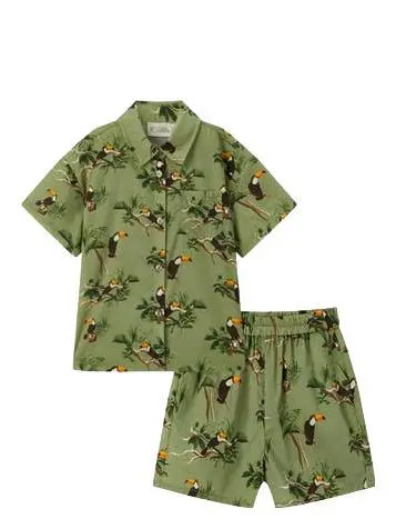 MILKBARN Button-up Shirt And Shorts Set - Toucan