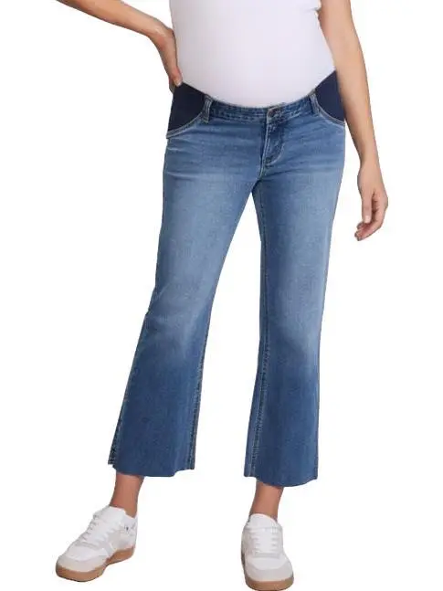 Motherhood Maternity Under-the-belly Wide Leg Crop Jeans - Echo Wash