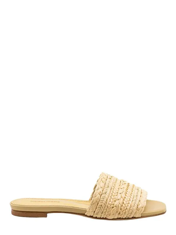 ANDREA GOMEZ Denisse Raffia Flat Slides - Natural Raffia