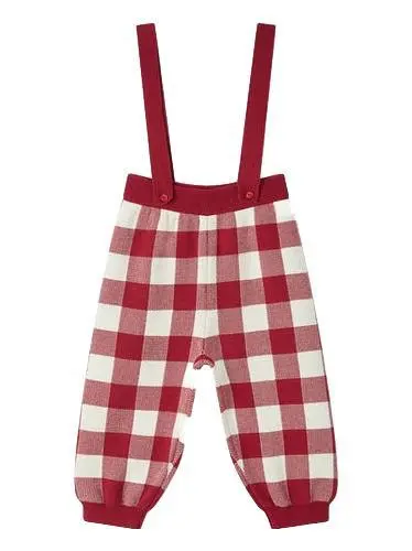 MILKBARN Knit Suspender Pants - Red Gingham