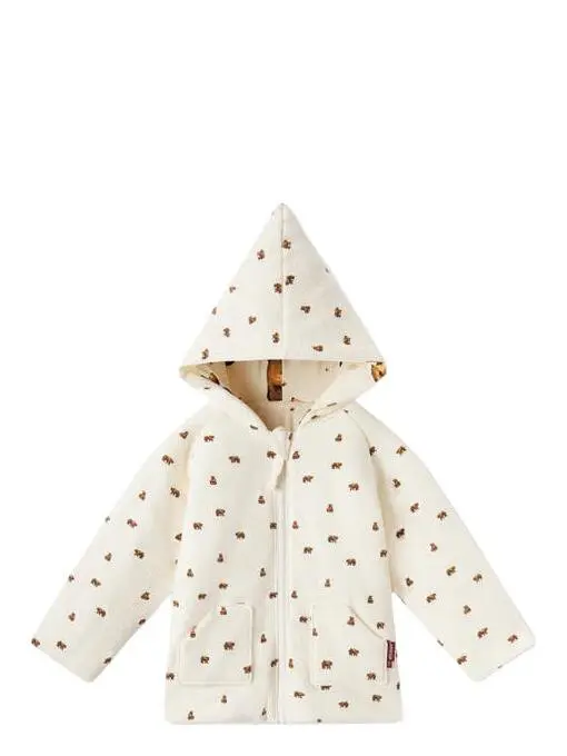 MILKBARN Reversible Waffle Knit Hooded Jacket - Honey Bear