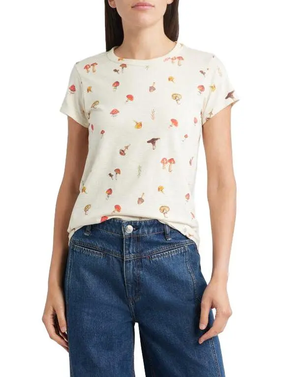 Rag & Bone Allover Mushroom Cotton Graphic T-shirt - Ivory Multi