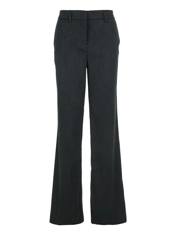 PLAIN Trousers With Damask Effect - Black