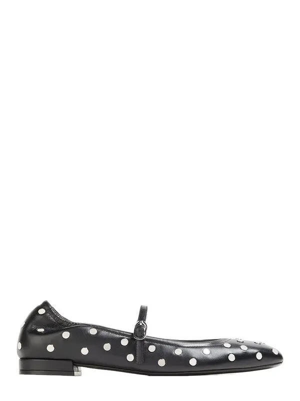 STUART WEITZMAN Claris Studded Leather Mary Jane Flats - Black