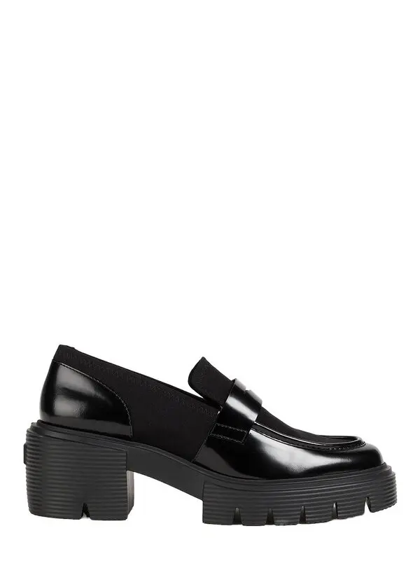 STUART WEITZMAN Soho Gabardine And Glossed-leather Loafers - Black