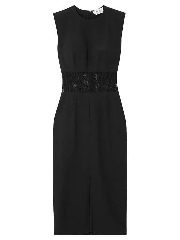 Alexander McQueen Lace-trimmed Crepe Midi Dress - Black