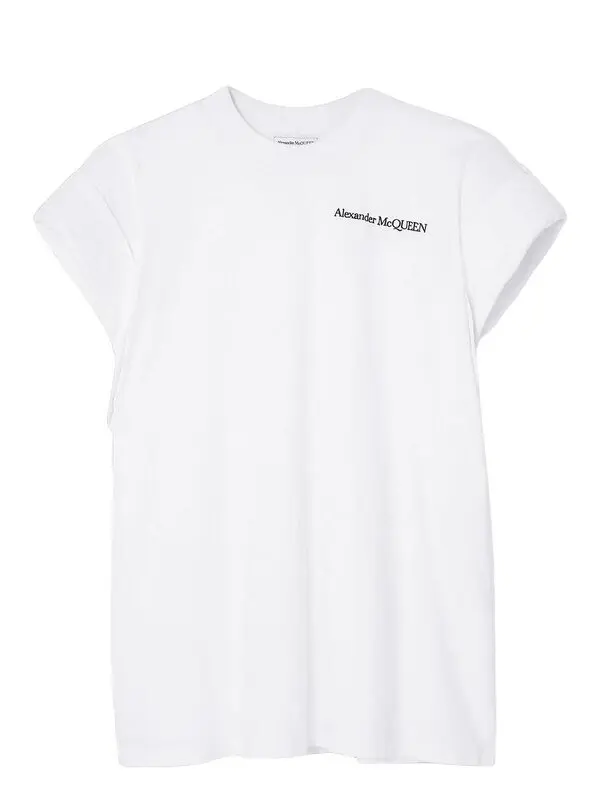 Alexander McQueen Embroidered Cotton-jersey T-shirt - White