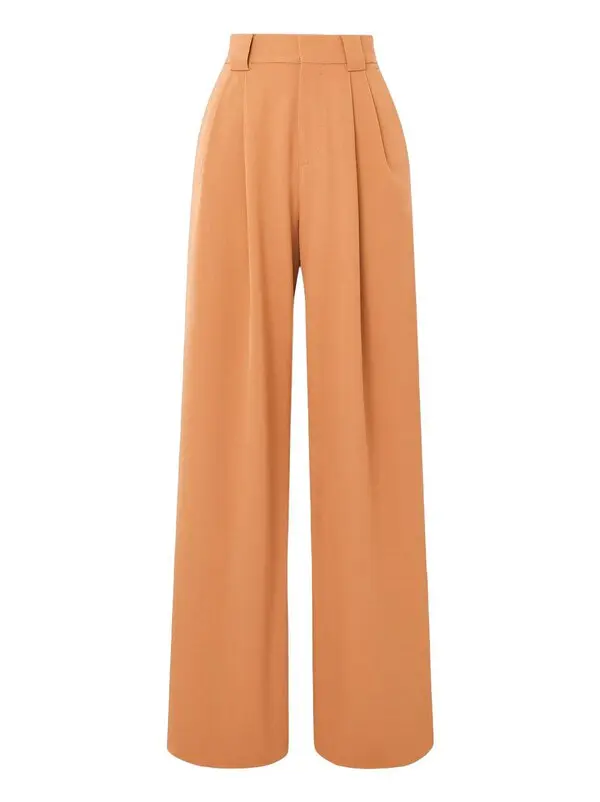 PETAR PETROV Pleated Stretch-wool Wide-leg Pants - Tan