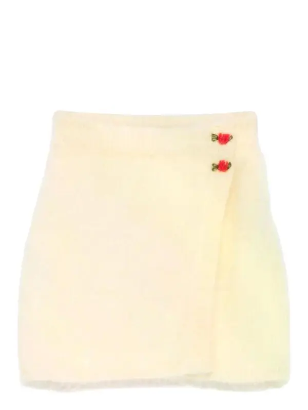 Alessandra Rich Embellished Wrap Mini Skirt - Yellow