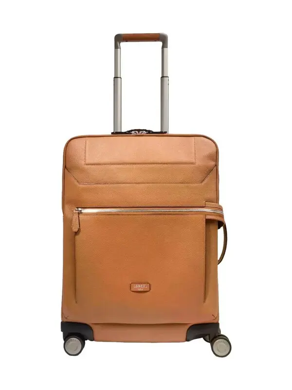 LANCEL Leather Suitcase With Logo Plaque - Neutrals