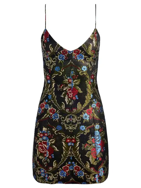 Alice + Olivia Tayla Floral-brocade Mini Dress - Black