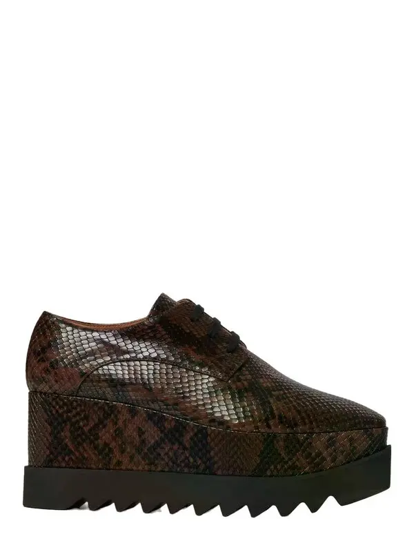 Stella McCartney 80mm Elyse Snakeskin-effect Platform Derby Shoes - Brown