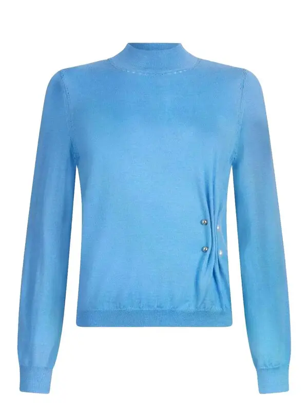 Liu Jo Gathered Bead-embellished Sweater - Blue