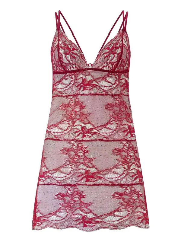 FLEUR OF ENGLAND Lace-trimmed Babydoll Nightdress - Red