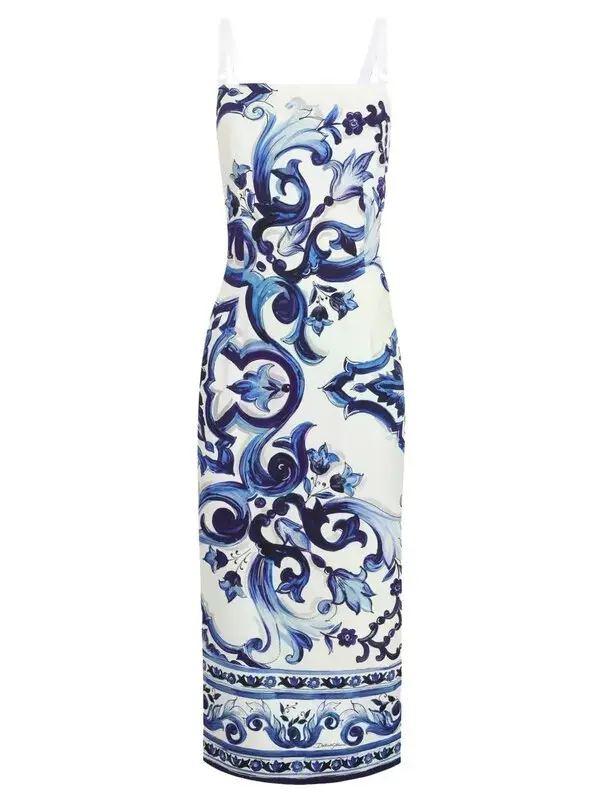 Dolce & Gabbana Majolica-print Midi Dress - Blue