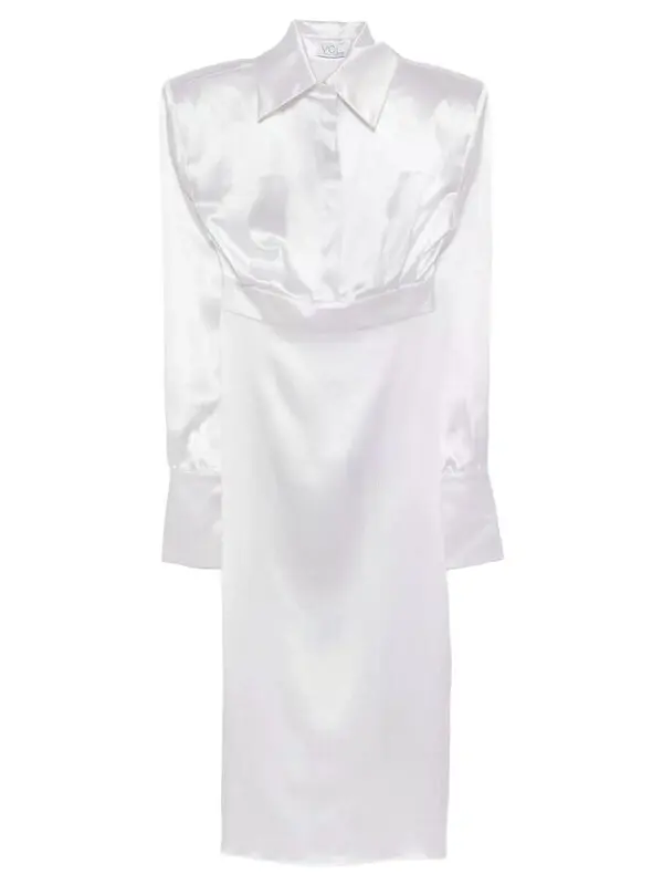 VESTIAIRE D'UN OISEAU LIBRE Padded-shoulder Midi Dress - White
